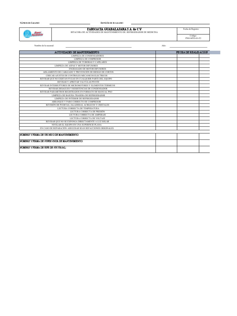 Bitácora mantenimiento refrigerador de medicina | PDF | Bienes manufacturados | Ingenieria Eléctrica