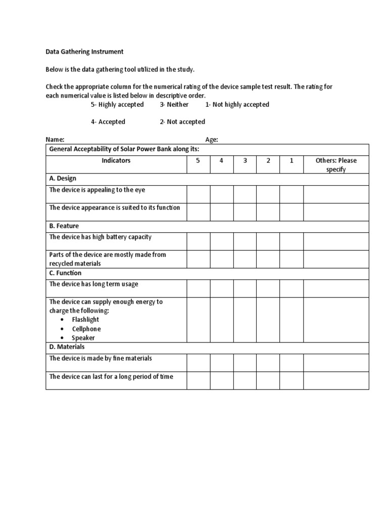 Data Gathering Instrument | PDF