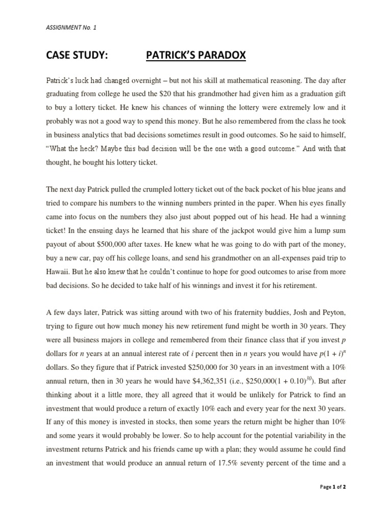 Case 1 (Patrix Paradox) PDF | PDF