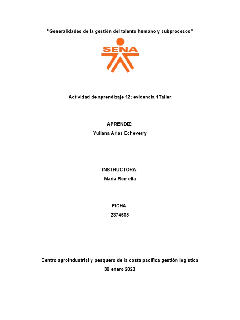Generalidades de La Gestión Del Talento Humano y Subprocesos Evidencia 1 | PDF | Reclutamiento ...