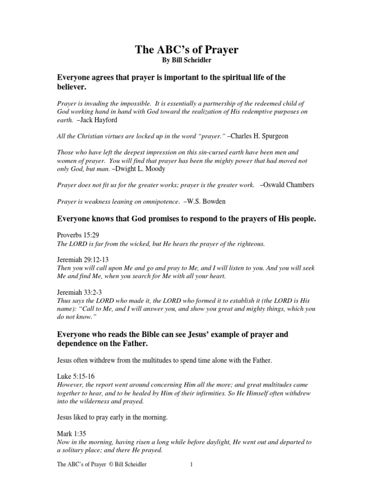 The ABCs of Prayer A4 | PDF | Prayer | Jesus