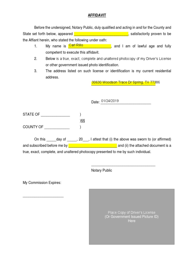 Affidavit Rillo PDF | PDF | Law