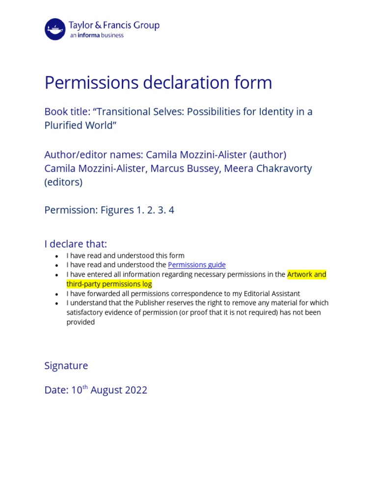 Permissions Declaration | PDF | Law
