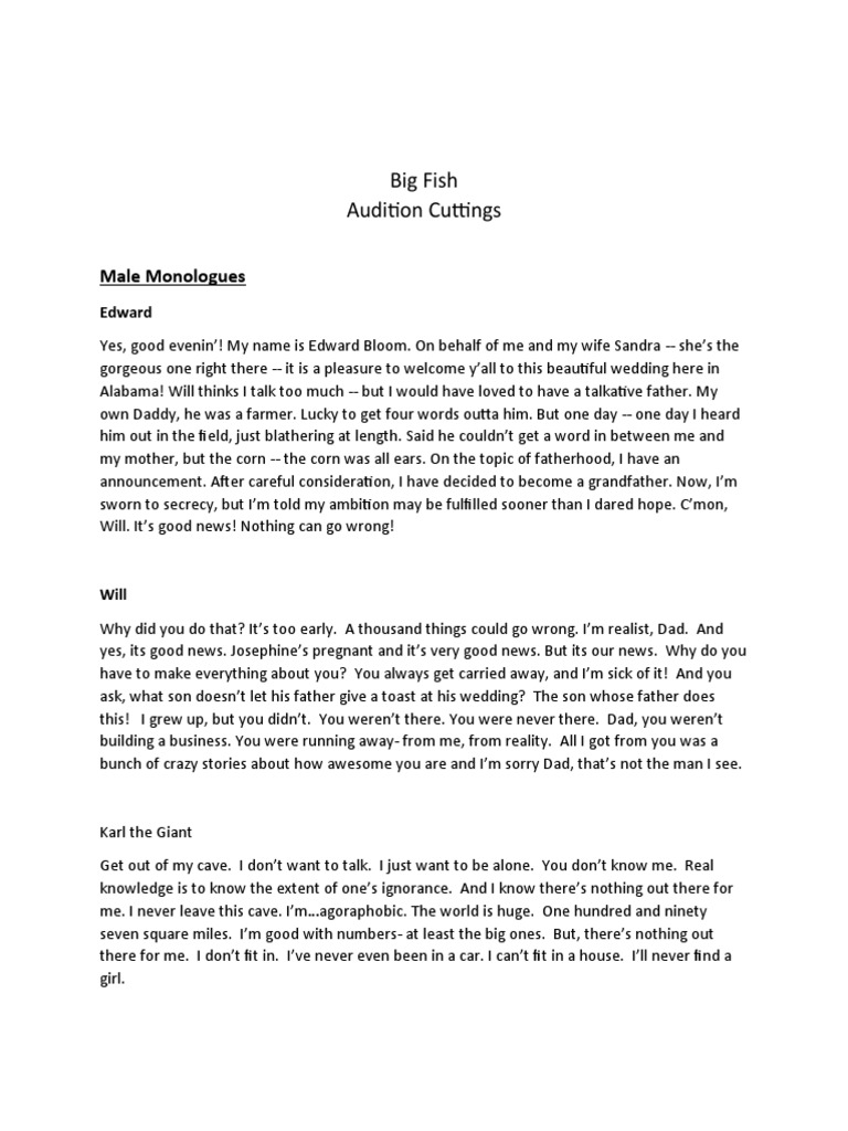 Big Fish Audition MonologuesREV | PDF