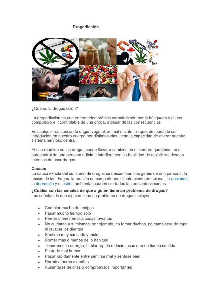 Drogadicción | PDF | Drogas | La dependencia de sustancias