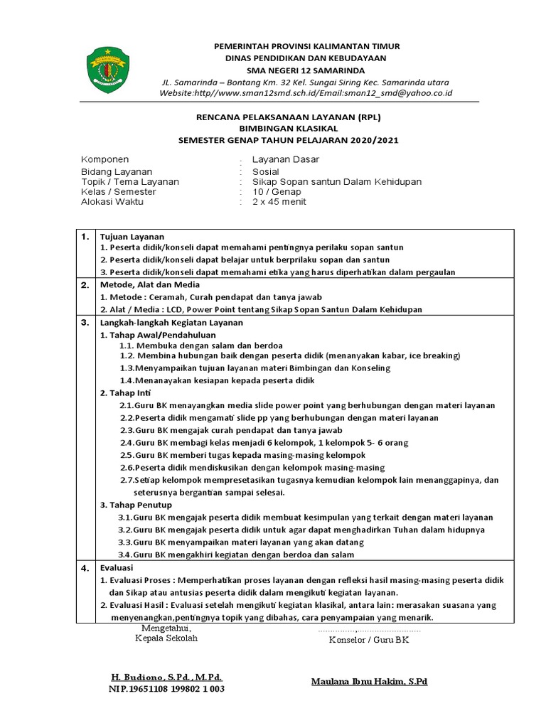RPL SIKAP SOPAN SANTUN DALAM KEHIDUPAN (Genap) | PDF