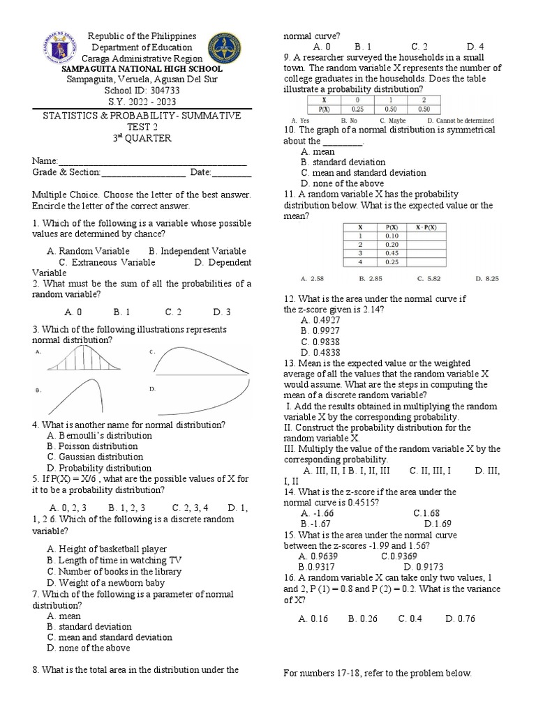 Summative 2 | PDF | Normal Distribution | Probability Distribution