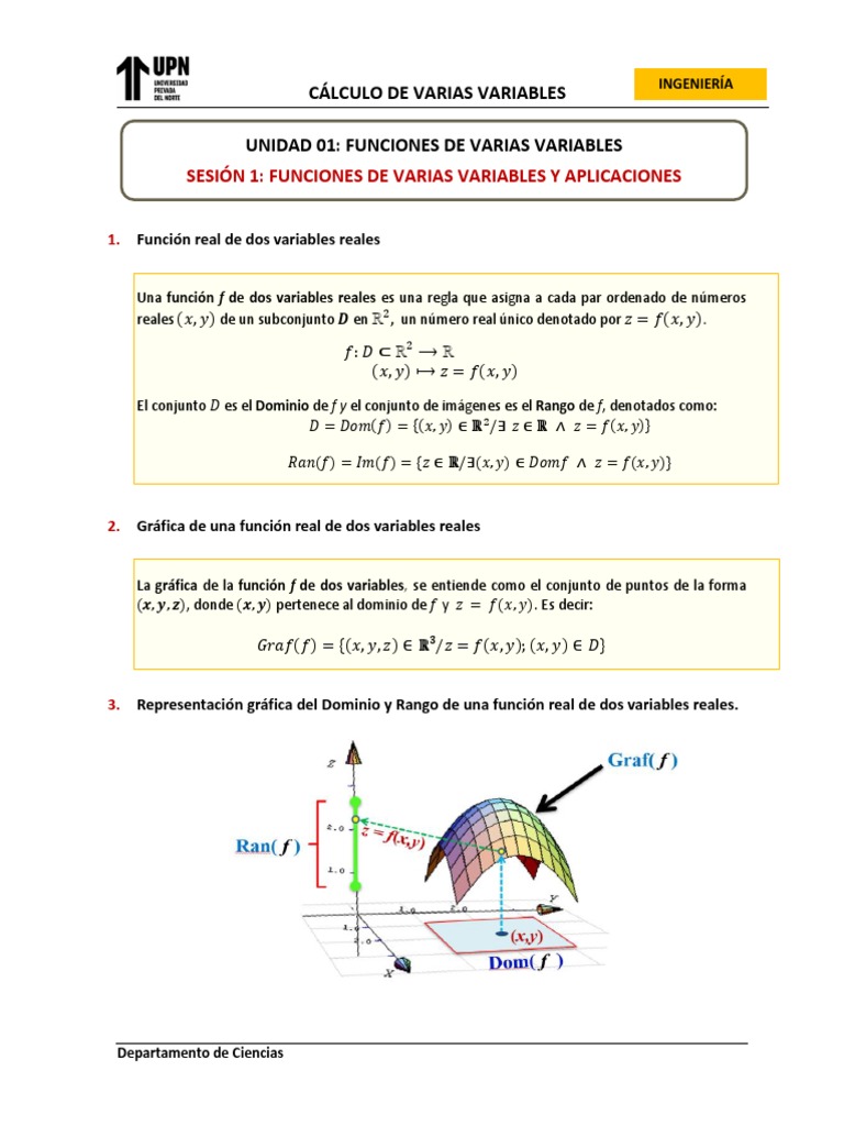 Cálculo de Varias Variables UPN | PDF | Función (Matemáticas) | Geometria plana)
