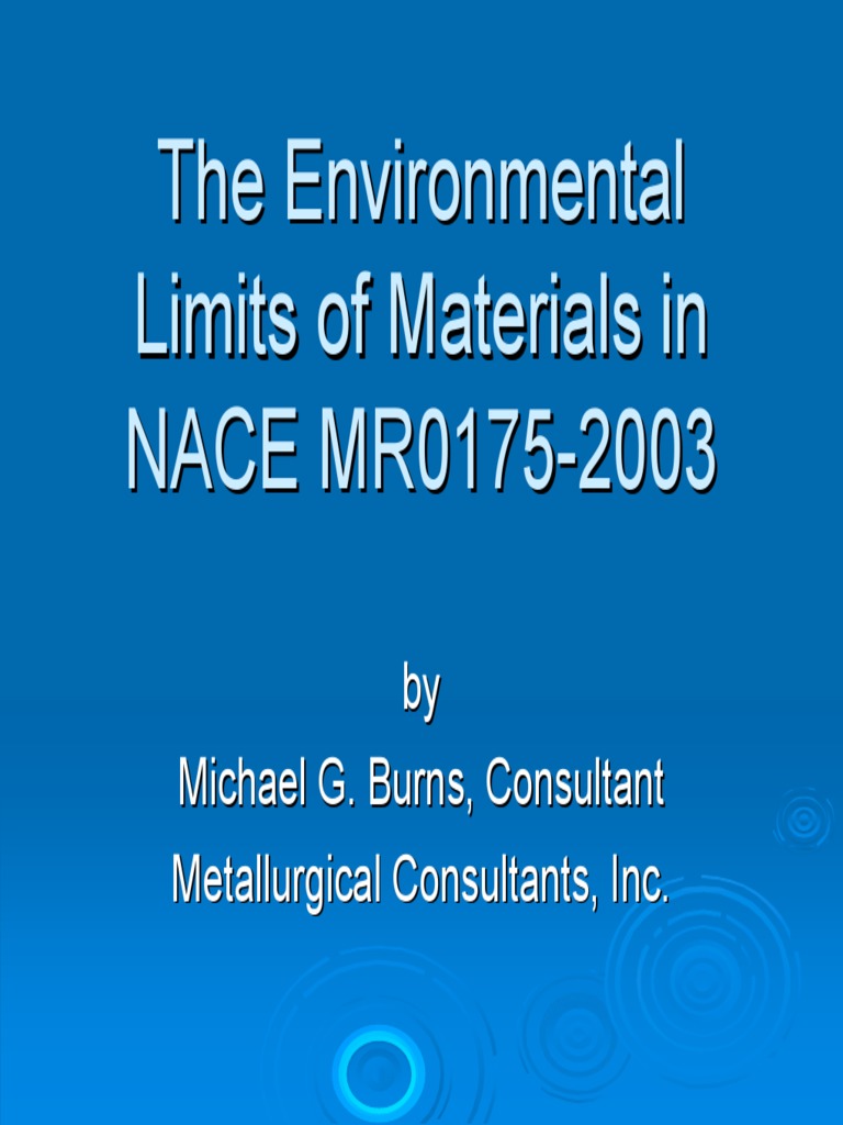 Understanding The Environmental Limits in NACE MR0175-2003 | PDF ...