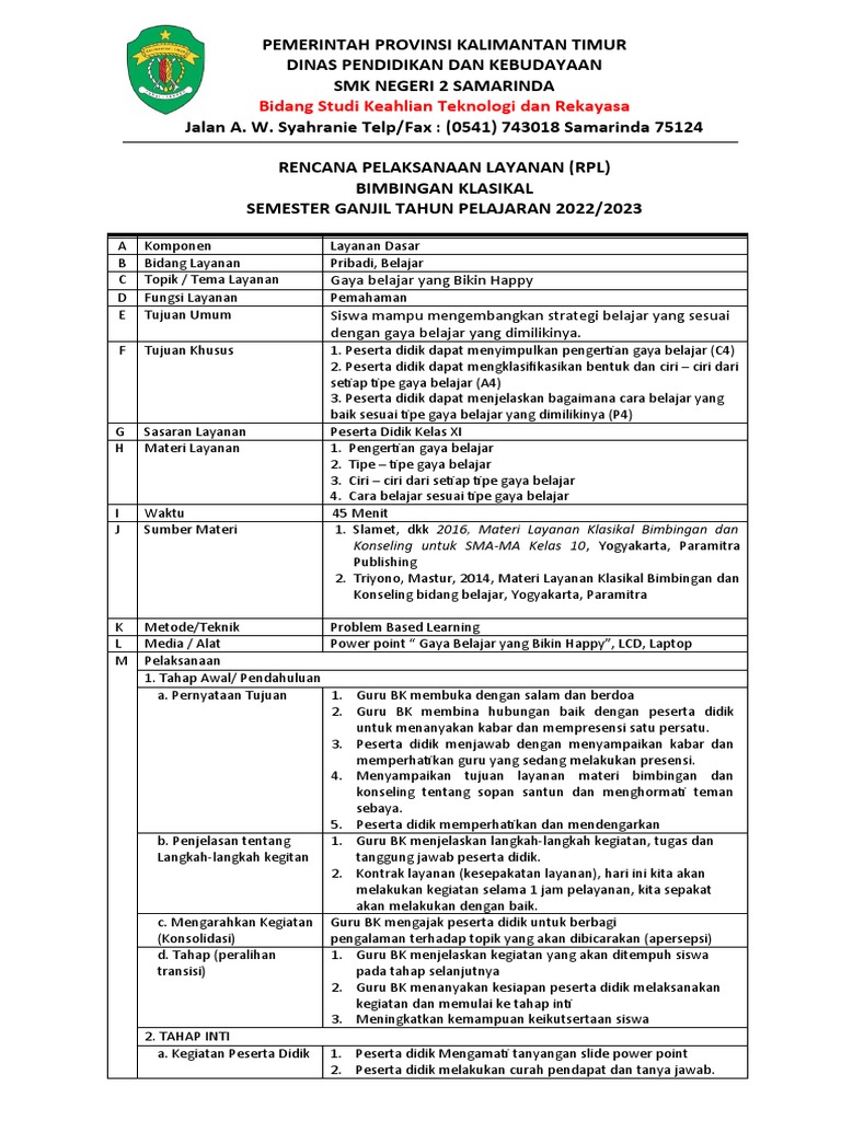 RPL Gaya Belajar | PDF