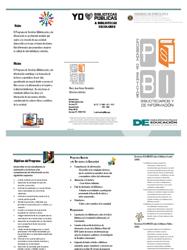 Programa de Bibliotecas Escolares en PR | PDF | Biblioteca escolar ...