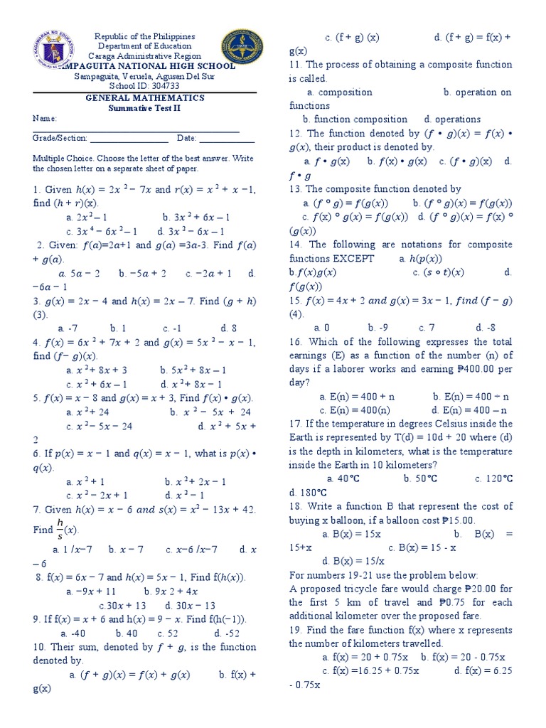 SUMmative Math 2 | PDF | Celsius | Mathematics