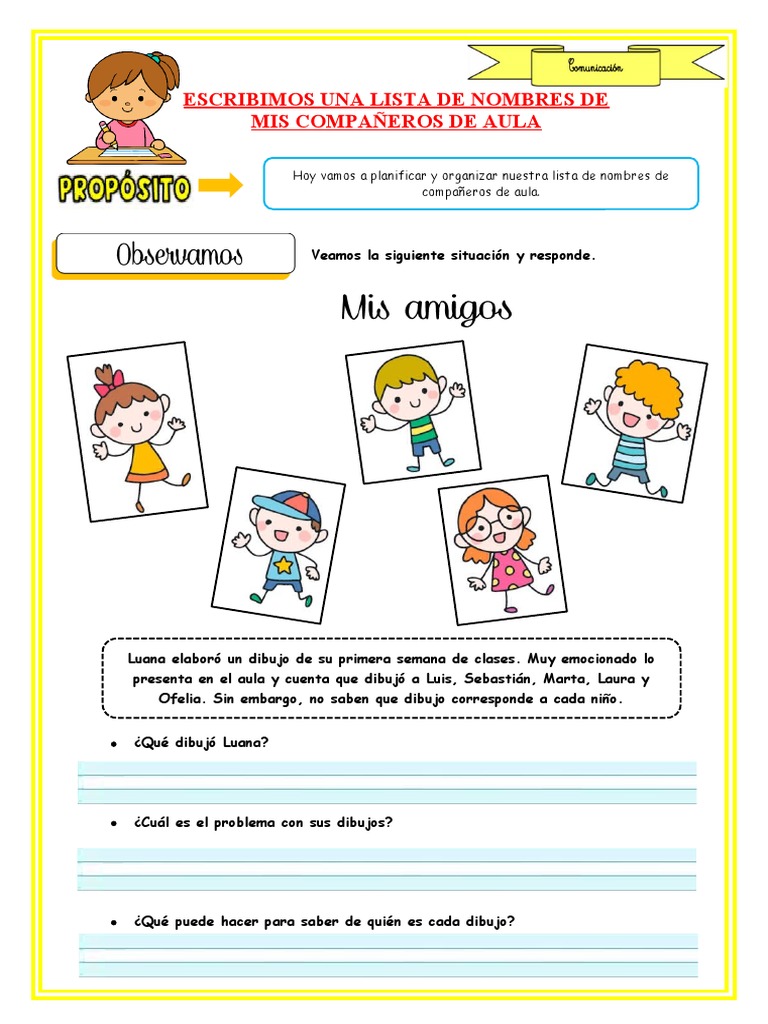 E1 S2 Ficha Com Escribimos Una Lista de Nombres | PDF