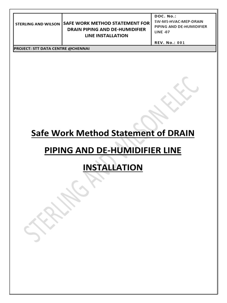 Approved SWMS For Drain Line Works (28.02.20) PDF | PDF | Pipe (Fluid ...