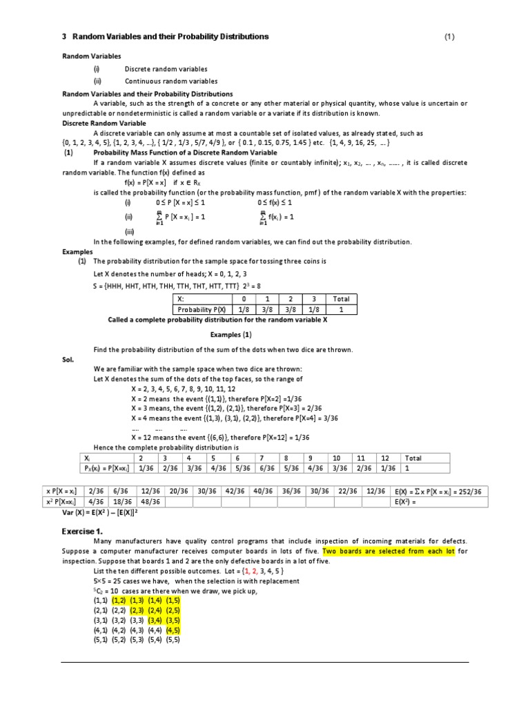 RV and Their Prob Dist Complete | PDF | Probability Distribution | Expected Value