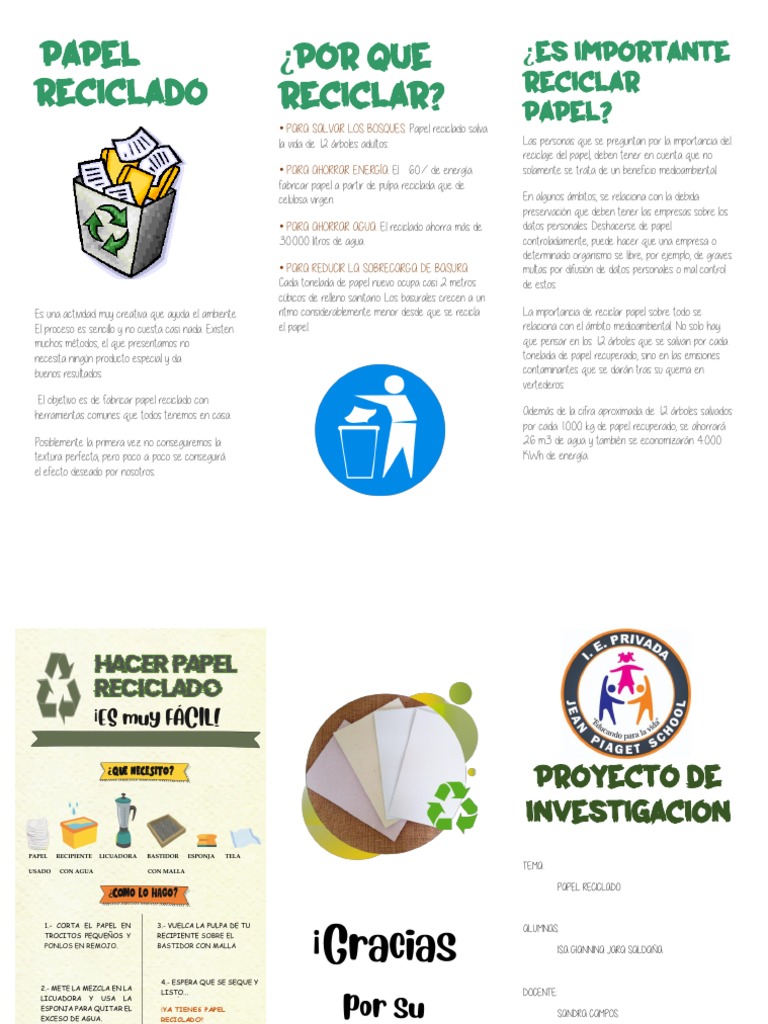 Triptico Papel RecicladoISA | PDF | Papel | Reciclaje