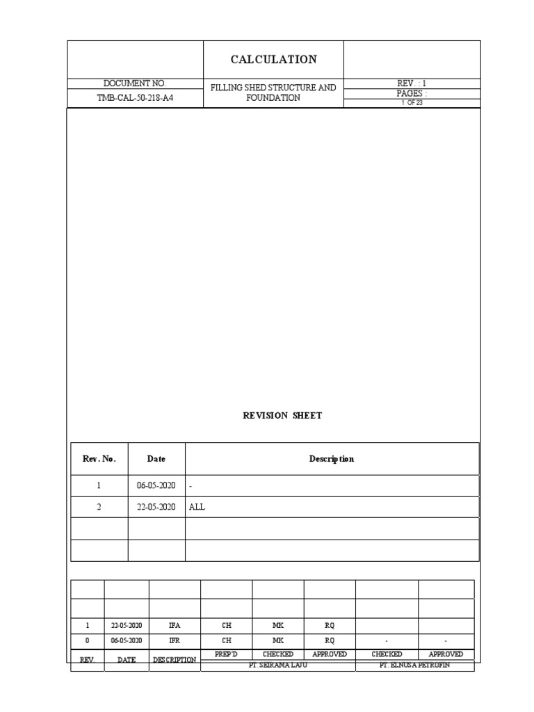 Filling Shed Structure Calculation Guide | PDF | Foundation ...
