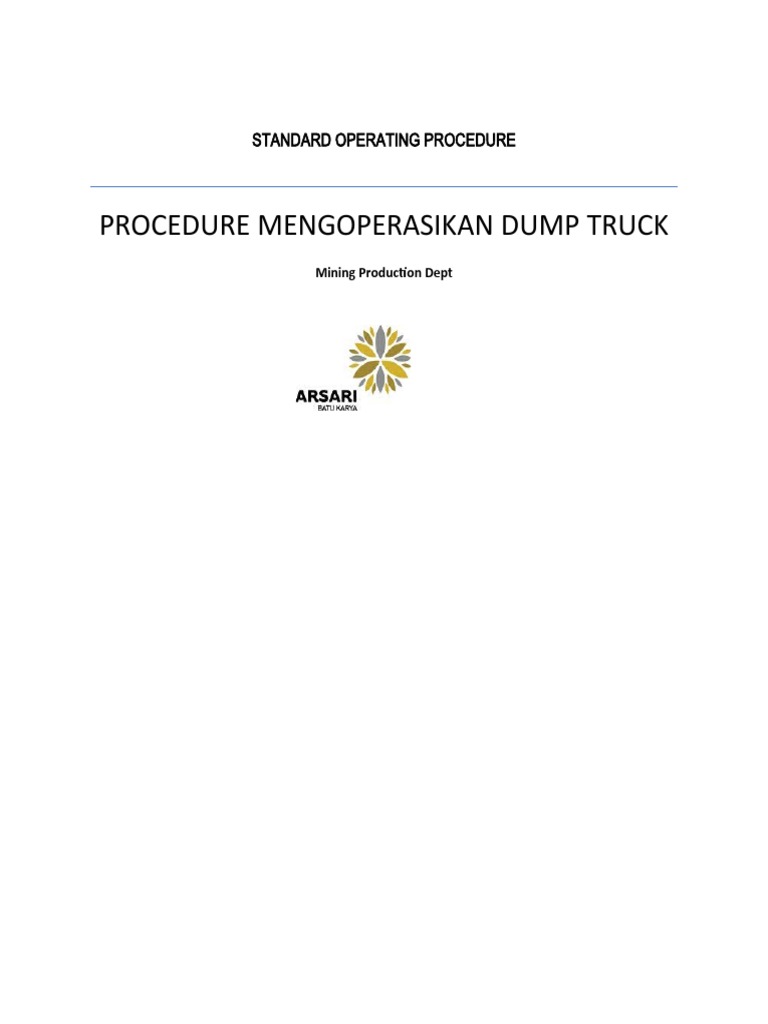 SOP Mengoperasikan Dump Truck PT.ABK.docx | PDF