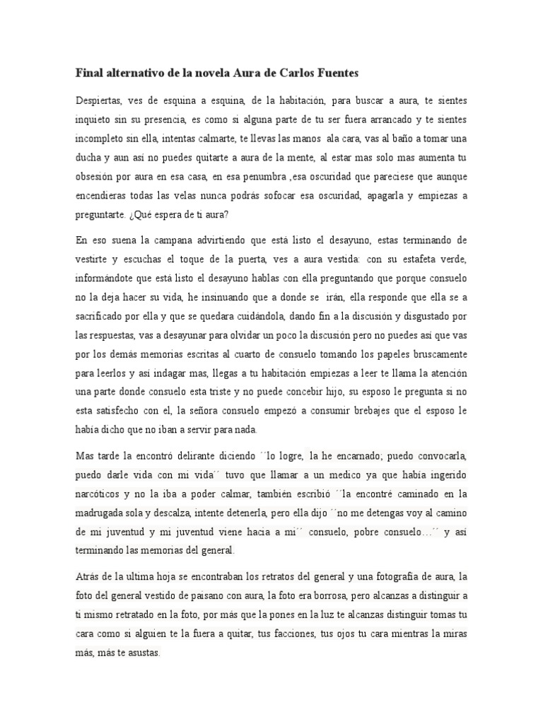 Final Alternativo de La Novela Aura de Carlos Fuentes Leiva | PDF