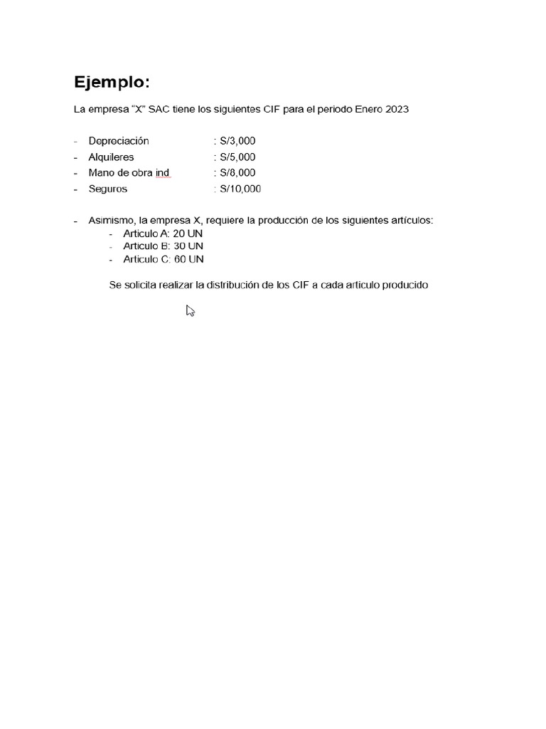 Ejemplos de CIF en Contabilidad | PDF | Economias | Negocios económicos