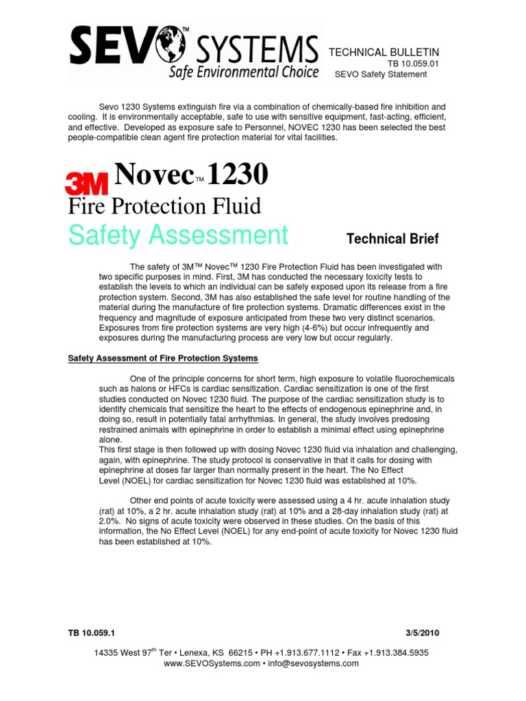 SEVO - Novec Safety Statement - Technical Bulletin | PDF | Toxicity ...