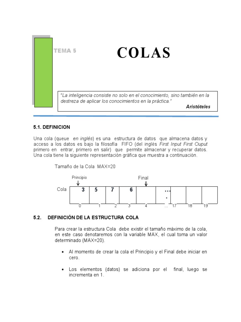 Tema 5 Colas | PDF | Cola (tipo de datos abstractos) | Paradigmas de ...