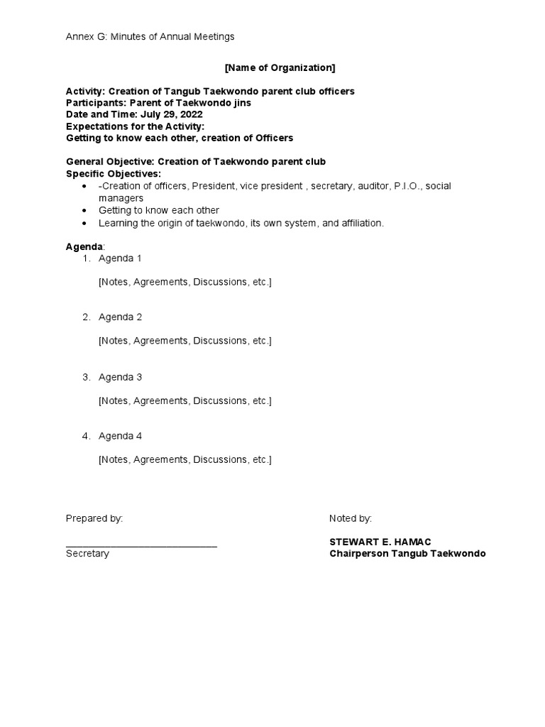Annex G Minutes of The Annual Meeting | PDF