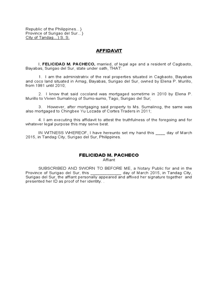Affidavit. Pacheco | PDF