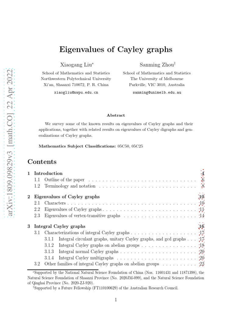 Cayley Graphs PDF | PDF | Group (Mathematics) | Representation Theory