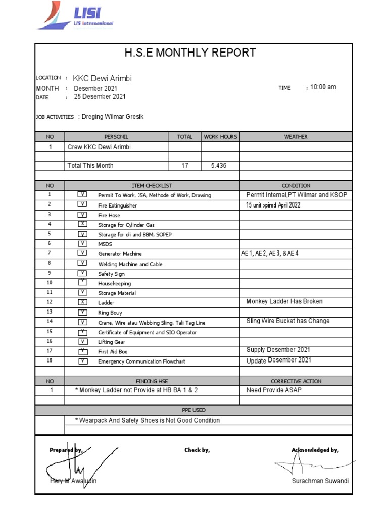 Form Inspection HSE PDF | PDF | Manufactured Goods | Equipment