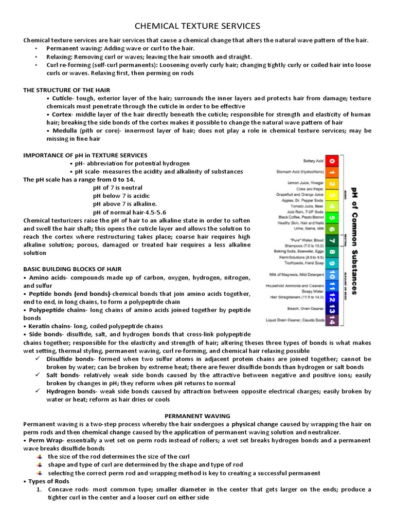 CHEMICAL TEXTURE SERVICES Handouts | Download Free PDF | Chemical Bond | Ph