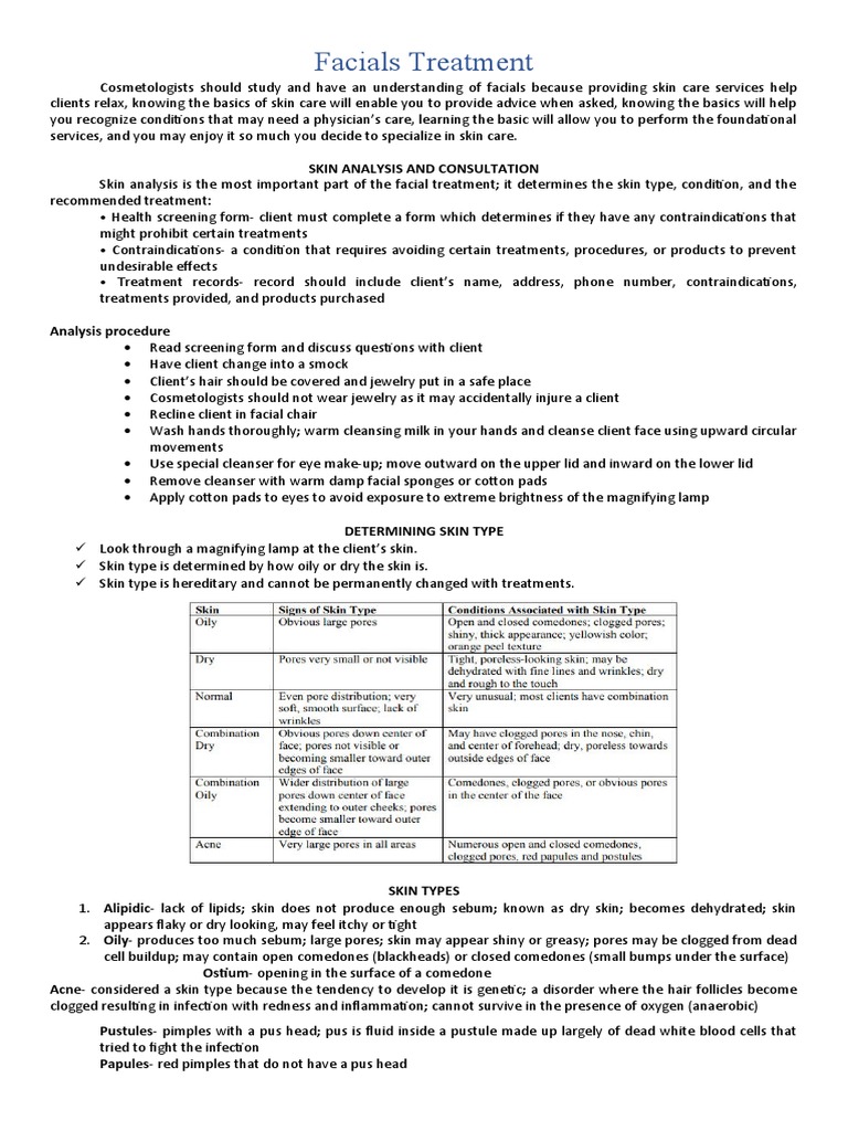 Facials Handouts New | PDF | Skin