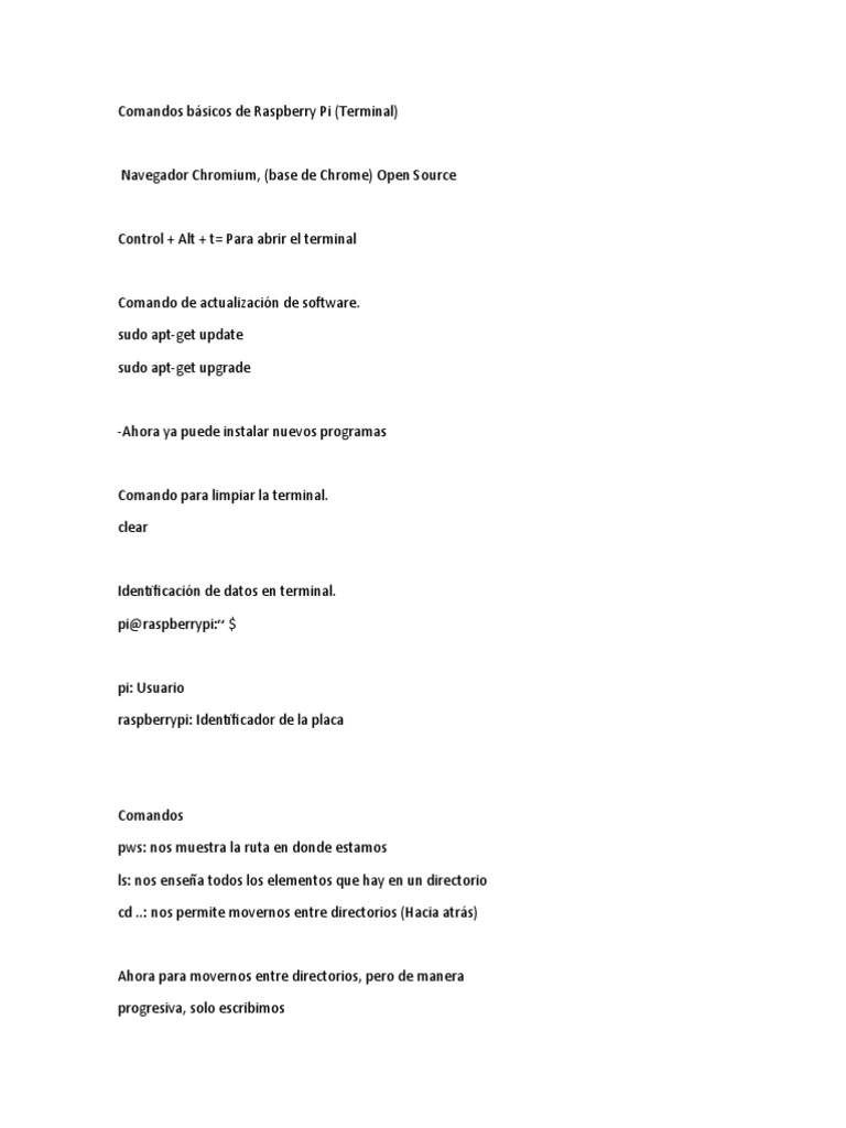 Comandos Basicos de Raspberry Pi | PDF