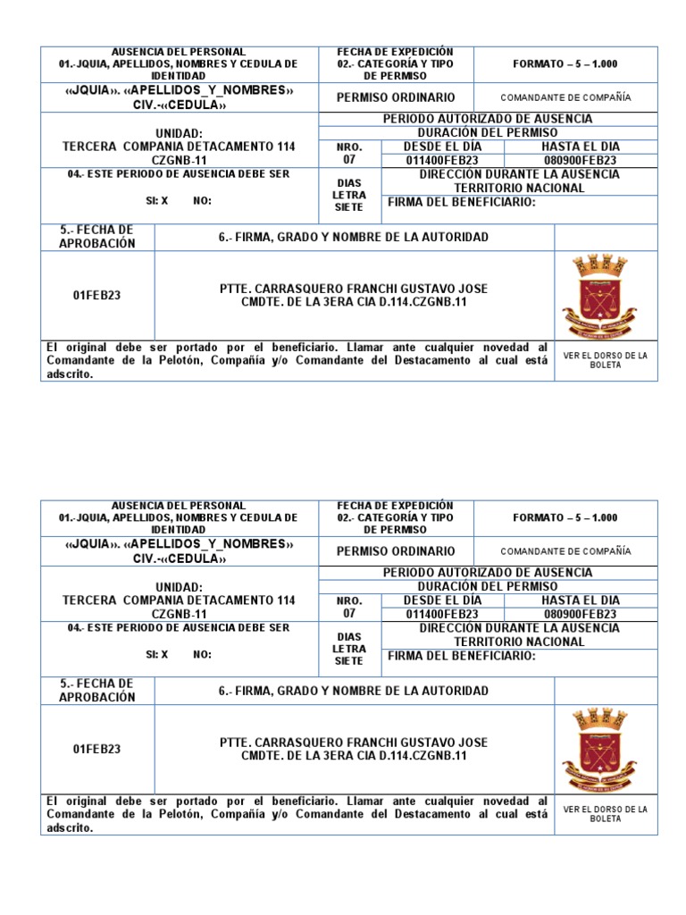 Boleta de Permiso | PDF