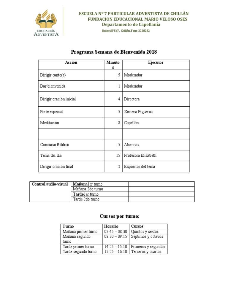 Programa de Bienvenida 2018.docx | PDF