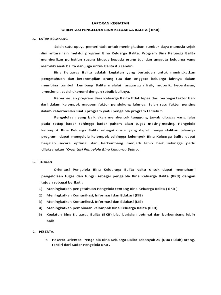 Laporan Kegiatan BKB | PDF