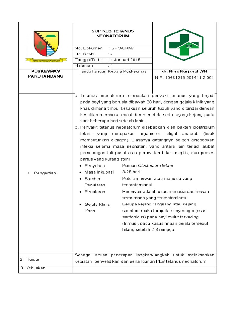 SOP KLB Tetanus Neonatorum | PDF