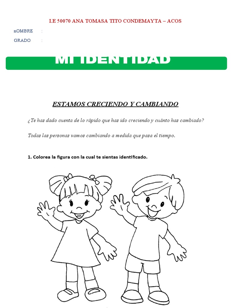 Actividades de Identidad para Niños | PDF