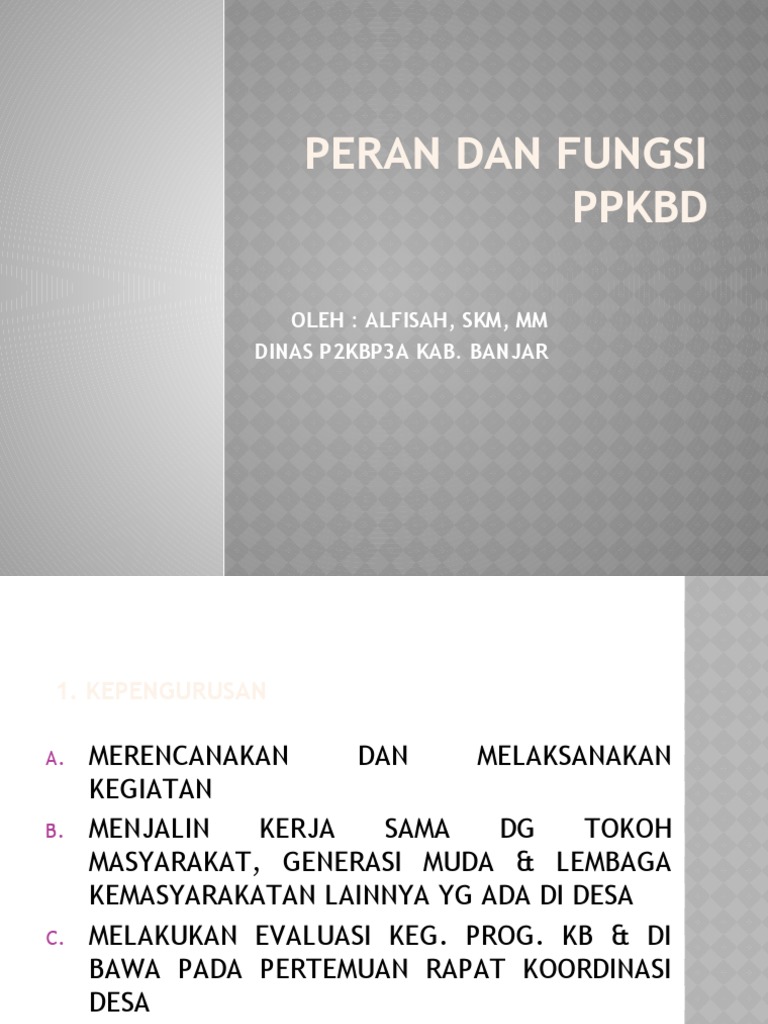Peran Dan Fungsi PPKBD | PDF