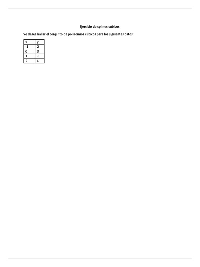 Ejercicio de Splines Cúbicos | PDF
