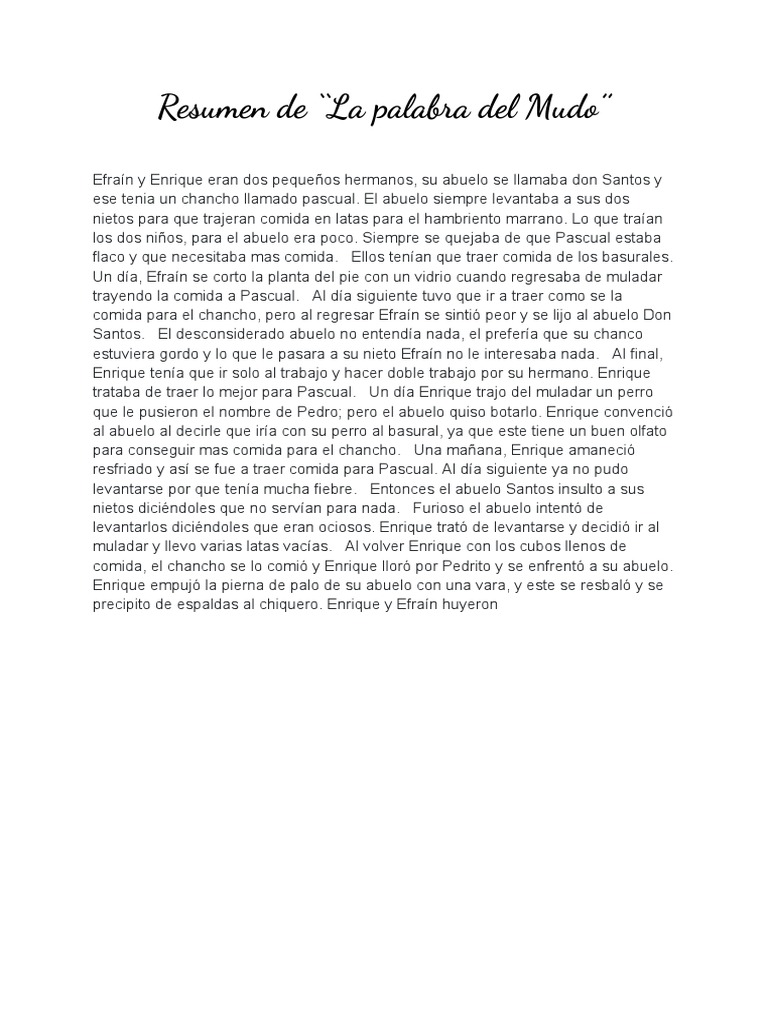 Resumen de La Palabra Del Mudo | PDF