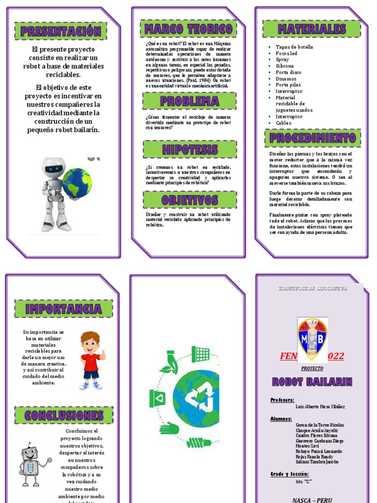 Triptico Robot Bailarin | PDF | Robot | Robótica