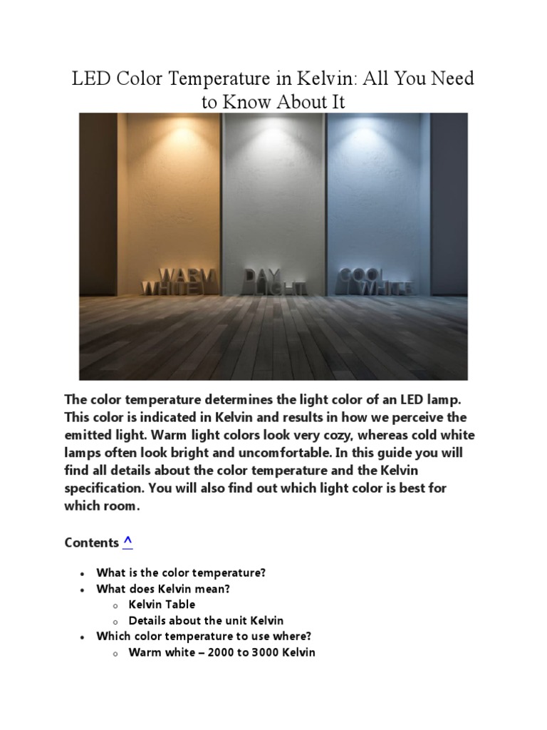 LED Color Temperature in Kelvin | PDF | Color | Lighting