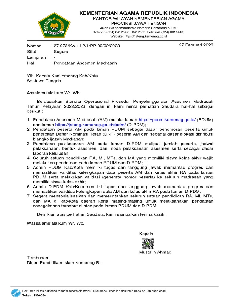 JTG - Pendataan - AM - & - Kelas Akhir RA - 2023 | PDF