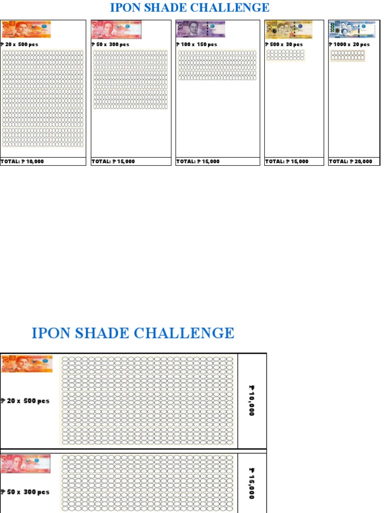 Ipon Shade Challenge Pricing Chart | PDF