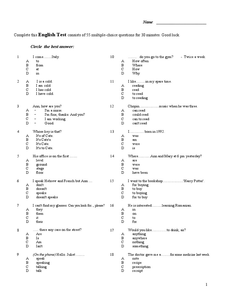 Microsoft Word - TEST Eng | PDF
