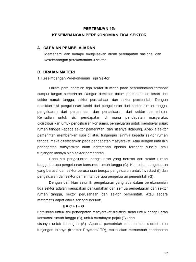 Keseimbangan Perekonomian Tiga Sektor | PDF