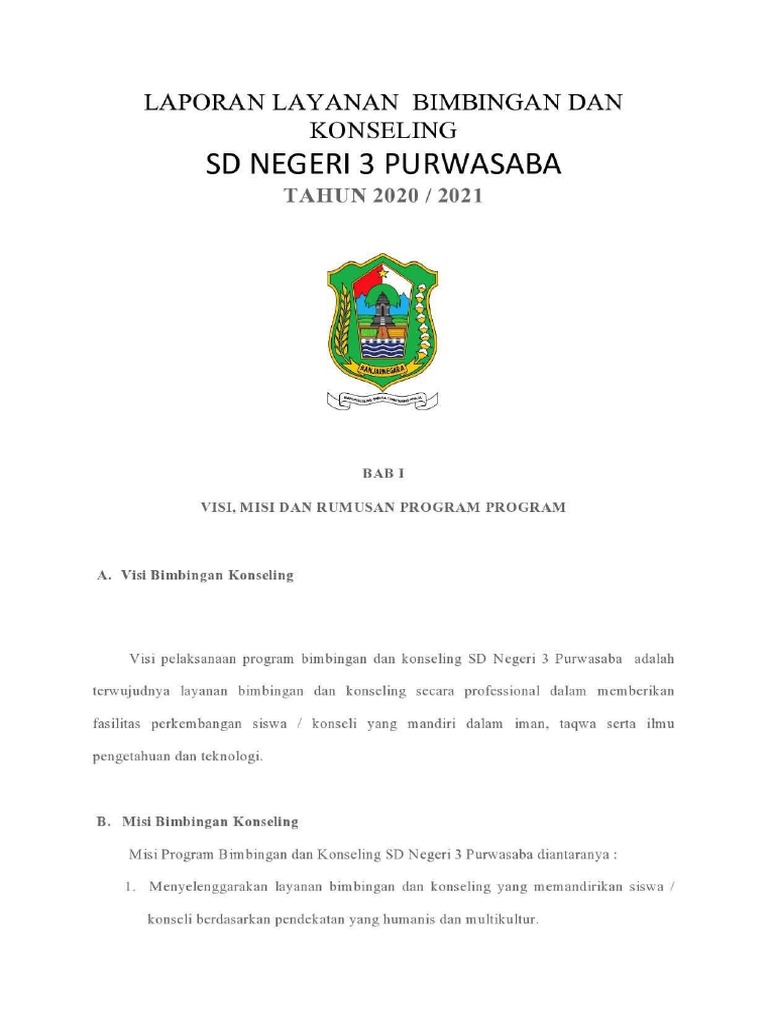 CONTOH LAPORAN lAYANAN BK DI SD | PDF