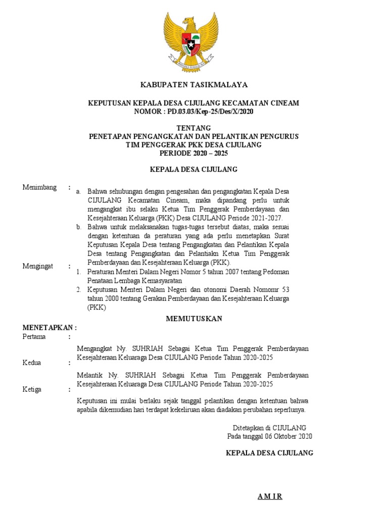 SK KETUA TP PKK | PDF