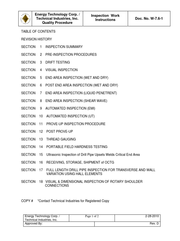 Iso Work Instructions | PDF | Pipe (Fluid Conveyance) | Calibration